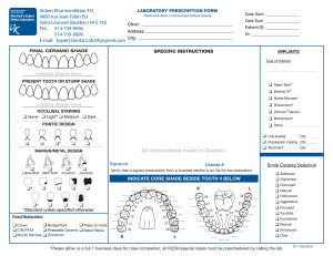 Laboratory Prescription Form – Montreal’s Expert Dental Laboratory